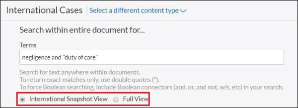 Lexis Advance Training Tips - International Snapshot View