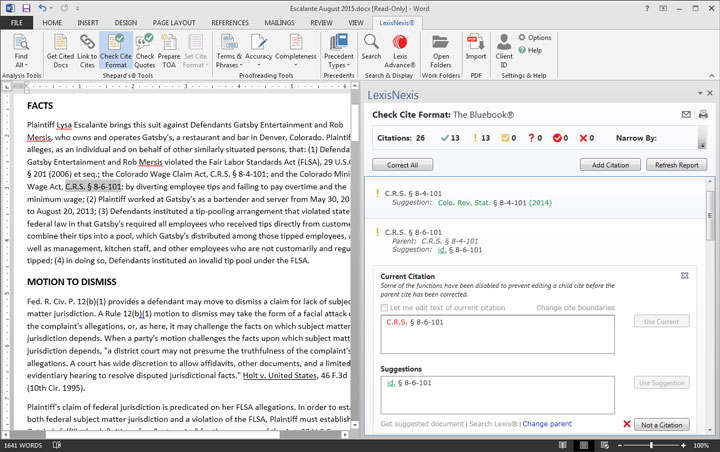 Simpler Citation Formatting with Lexis® for Microsoft Office®
