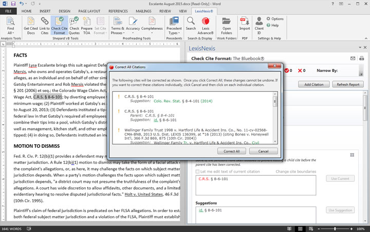 Simpler Citation Formatting with Lexis® for Microsoft Office®